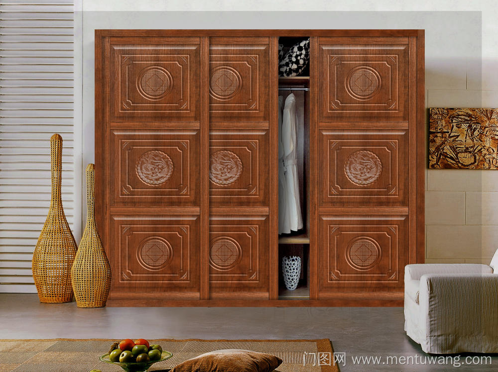 YJ-005 ,欧式衣柜 欧式移门 简欧移门 浮雕花 吸塑花 龙凤吸塑花 方格 圆形 角花_门图网